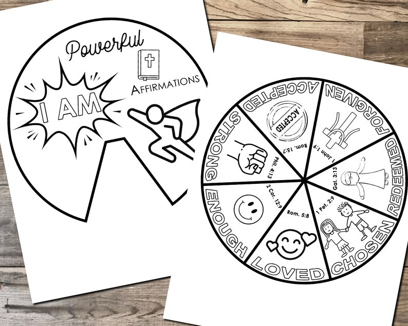 I AM Affirmation Scripture Coloring Wheel Printable Bible - Etsy