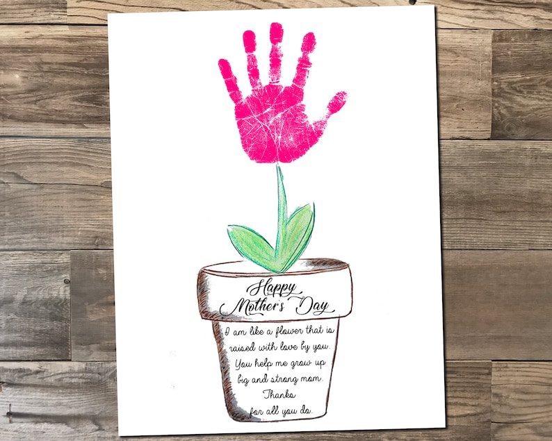 Mothers Day Handprint Craft Flower Pot Personalize With | Etsy