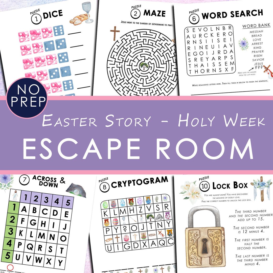 Easter Story - Holy Week Escape Room for Kids, Printable Bible Activity ...
