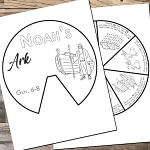 Noah's Ark Coloring Wheel, Printable Bible Activity, Watercolor, Kids ...