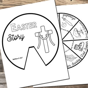 Easter Story Coloring Wheel, Holy Week, He is Risen, Printable Bible ...