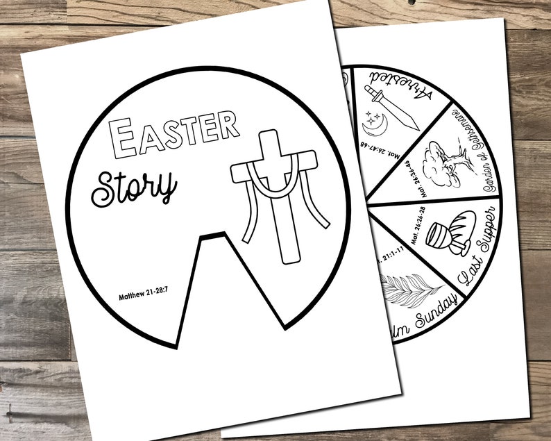 Easter Story Coloring Wheel, Holy Week, He is Risen, Printable Bible ...