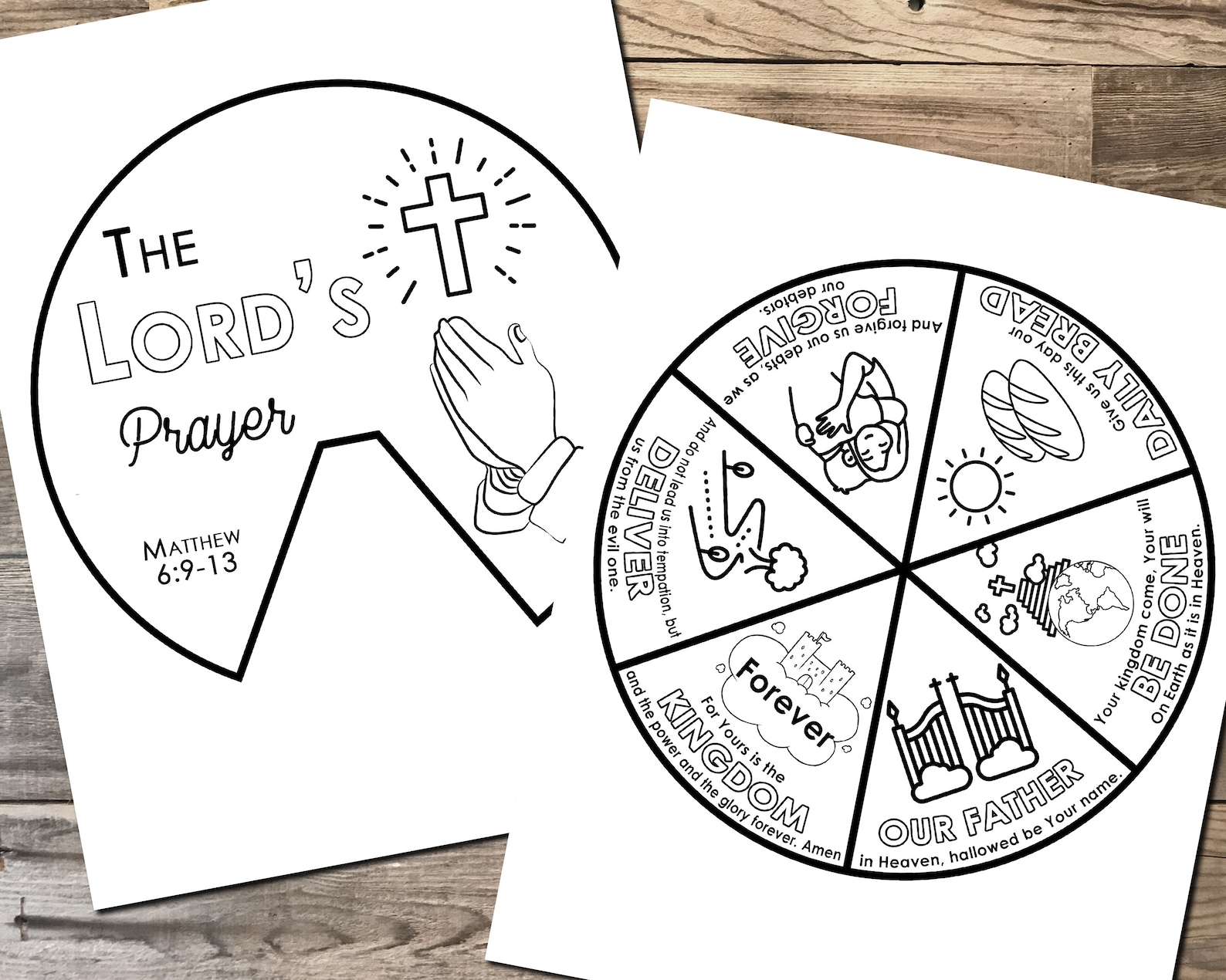 The Lord's Prayer Coloring Wheel Printable Bible - Etsy UK