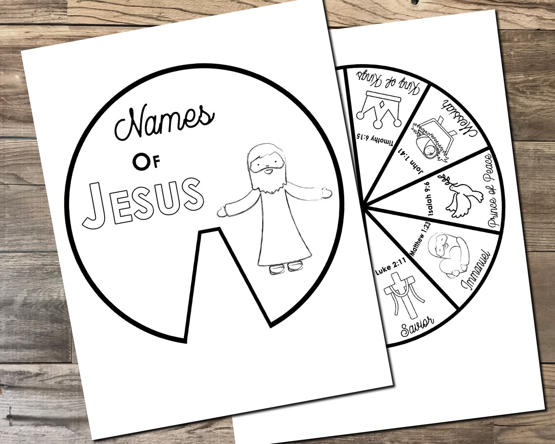 Names of Jesus Coloring Wheel, Christmas, Advent, Printable Bible ...