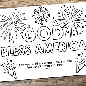 4th of July Scripture Coloring Page, God Bless America John 8:32 ...