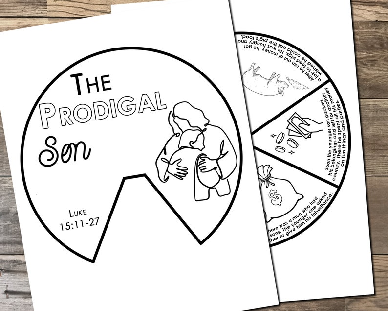 Prodigal Son Parable Coloring Wheel, Printable Bible Activity ...