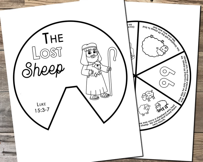 The Lost Sheep Parable Coloring Wheel, Printable Bible Activity ...