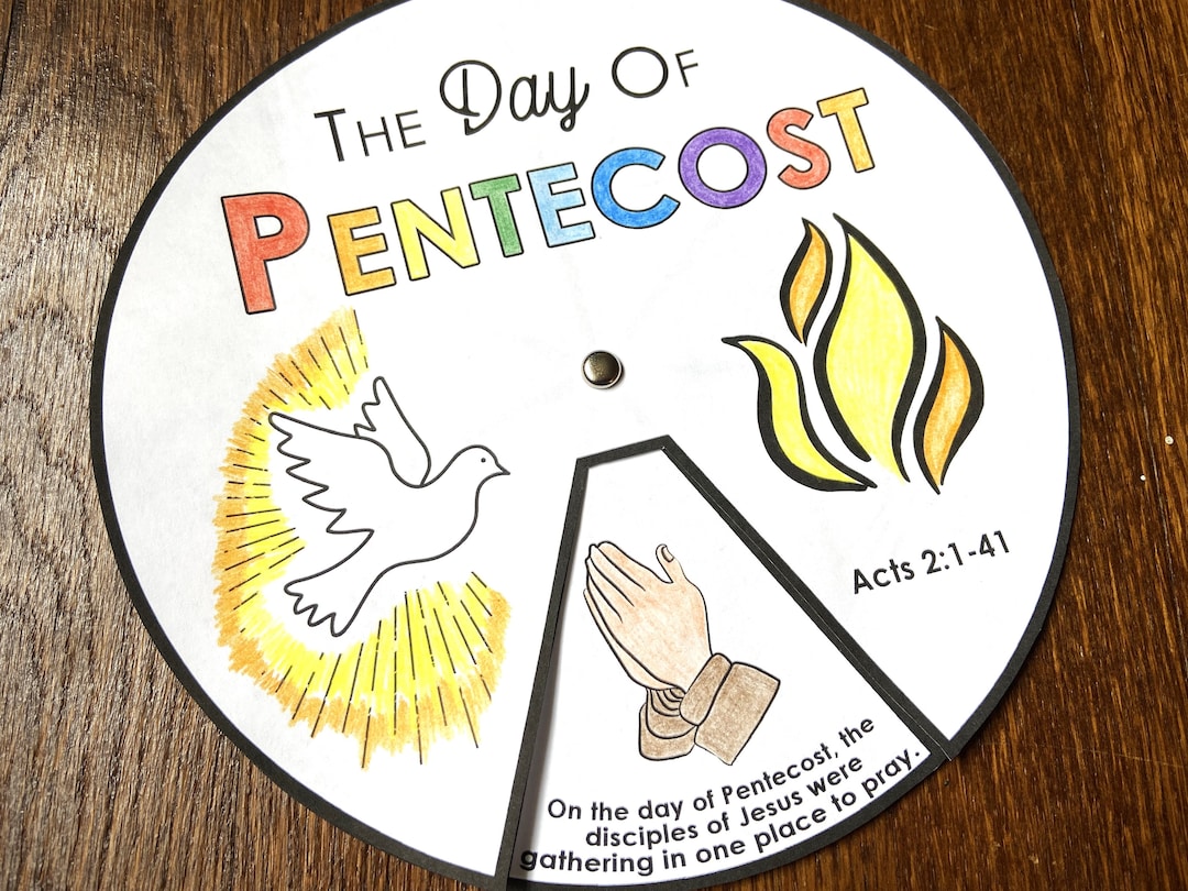 Day of Pentecost Coloring Wheel, Printable Bible Activity, Watercolor ...