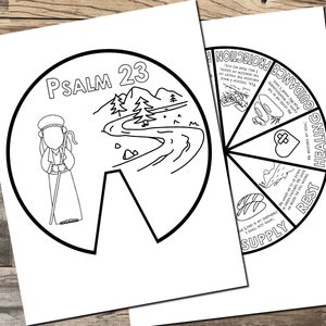 Psalm 23 Coloring Wheel, Printable Bible Activity, Watercolor, Kids ...