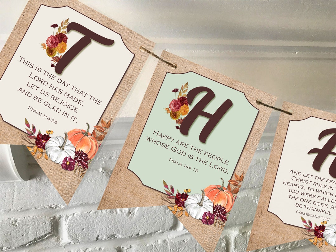 Thankful Scripture Banner Printable - Fall Banner - Fall Decoration ...