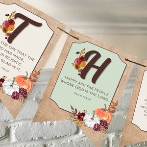 Thankful Scripture Banner Printable - Fall Banner - Fall Decoration ...