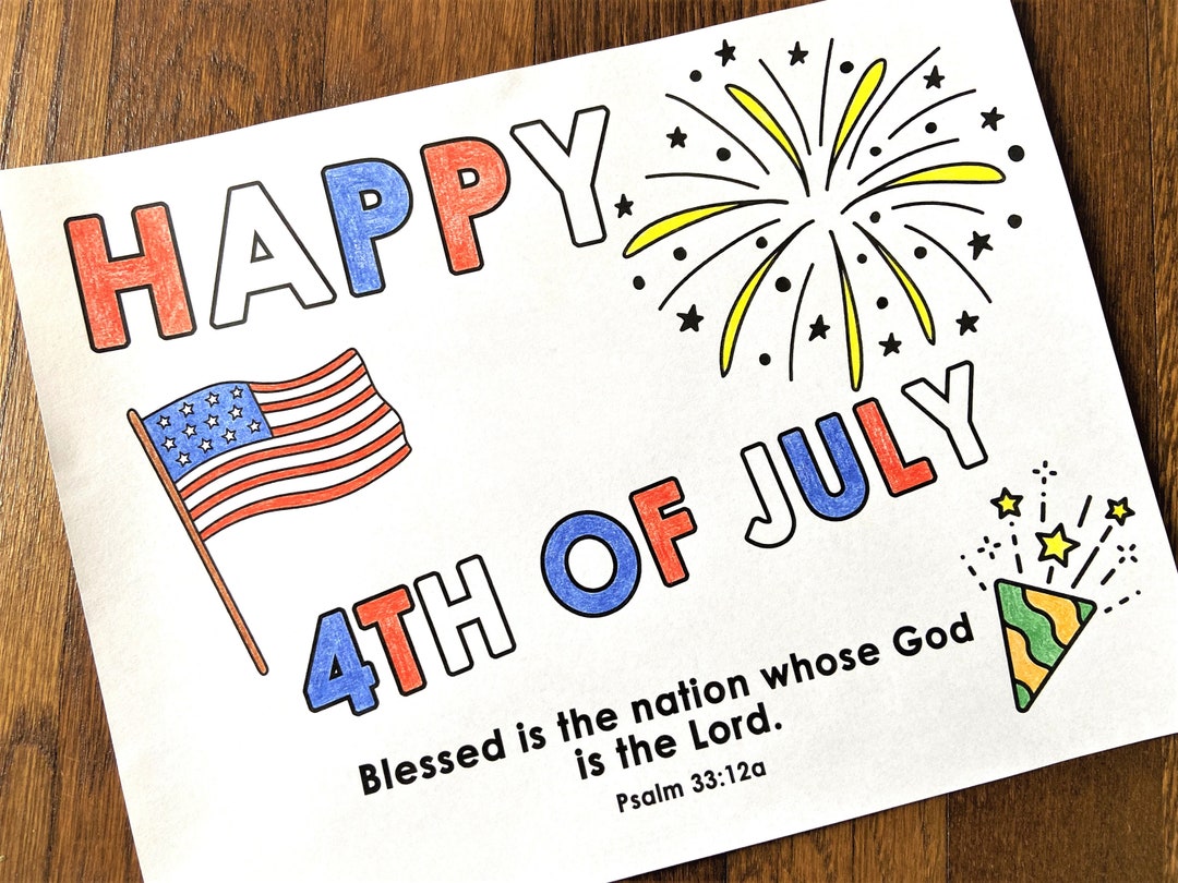 4th of July Scripture Coloring Page, Psalm 33:12, Printable Bible ...