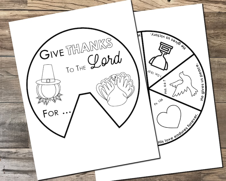 Give Thanks Coloring Wheel, Thanksgiving, Scripture, Printable Bible ...