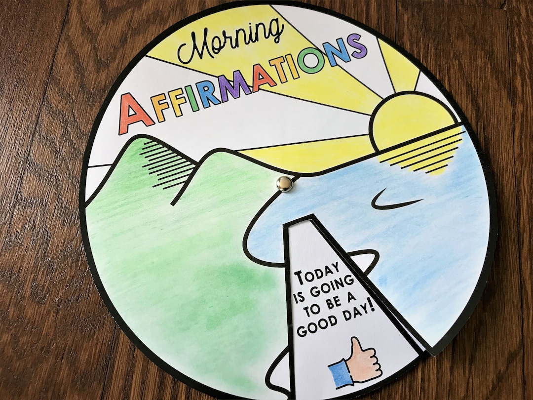 Morning Affirmation Coloring Wheel - Printable Activity - Motivational ...