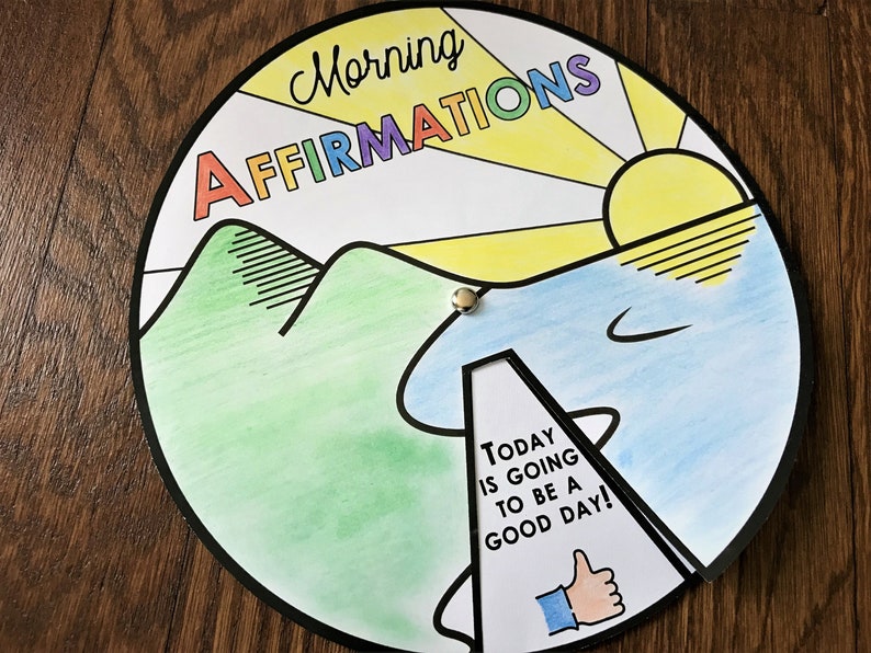 Morning Affirmation Coloring Wheel - Printable Activity - Motivational ...