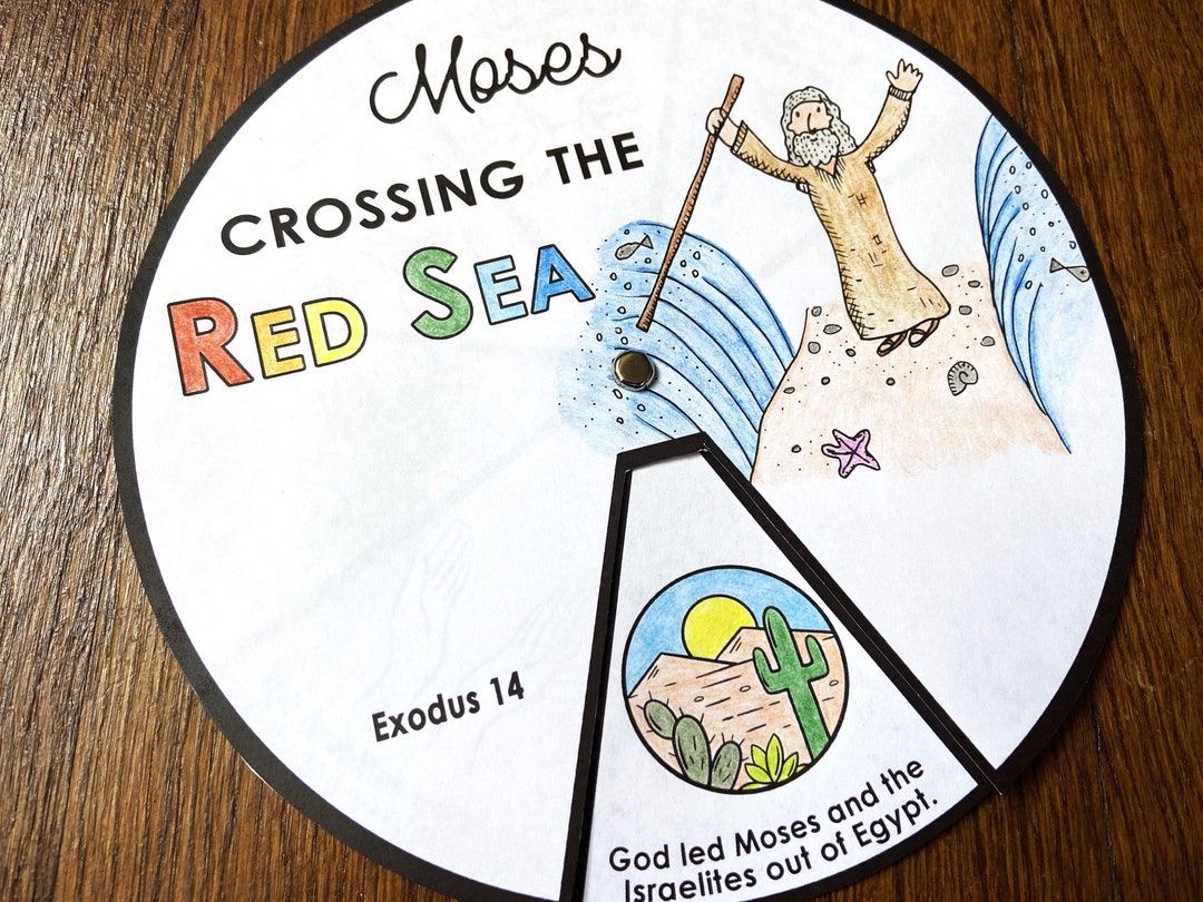 Moses Crossing the Red Sea Coloring Wheel, Printable Bible Activity ...