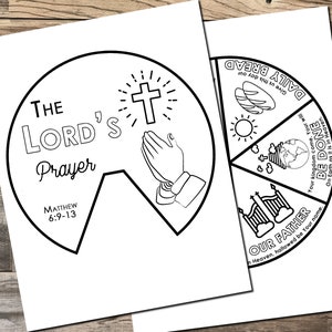 The Lord's Prayer Coloring Wheel, Printable Bible Activity, Watercolor ...