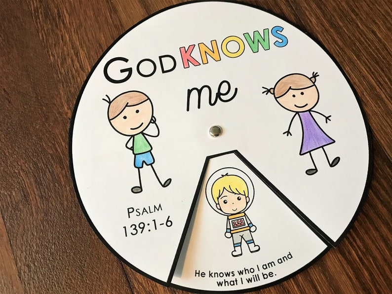 God Knows Me Psalm 139 Coloring Wheel, Printable Bible Activity, Kids ...