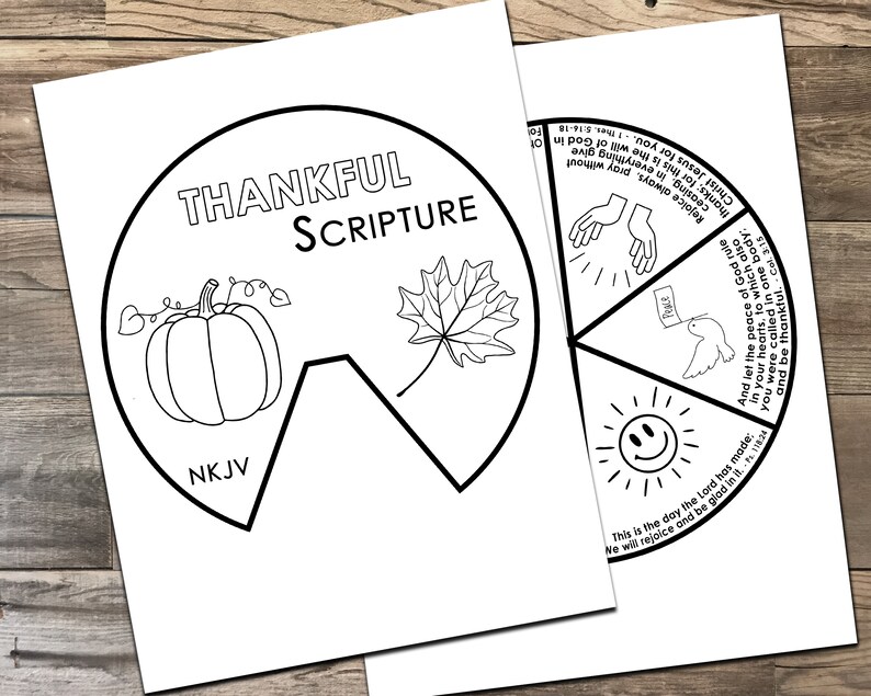 Thankful Scripture Coloring Wheel, Printable Bible Activity, Kids Bible ...