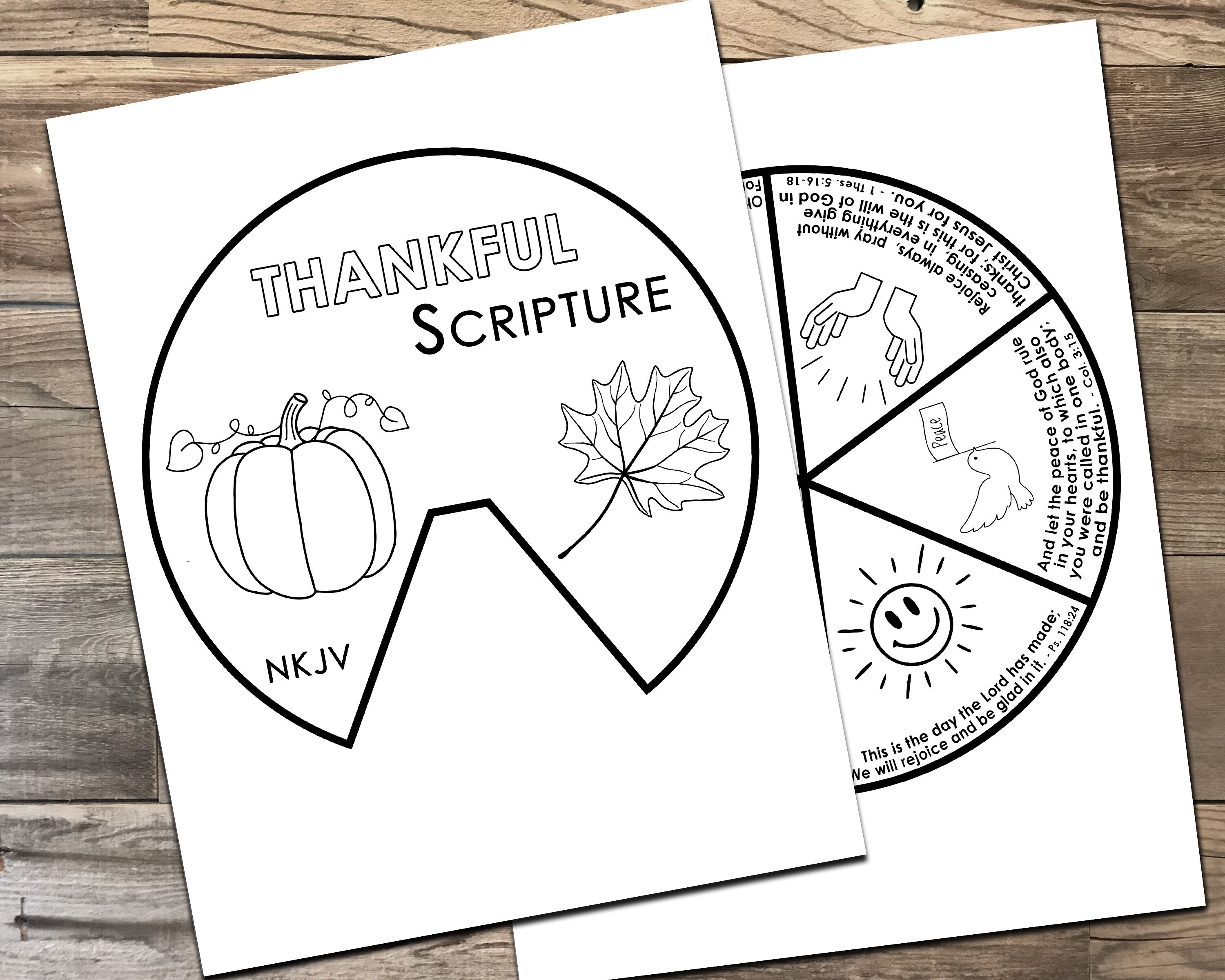 Thankful Scripture Coloring Wheel, Printable Bible Activity, Kids Bible ...