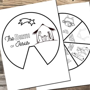 Birth of Jesus Coloring Wheel, Printable Nativity Christmas Activity ...