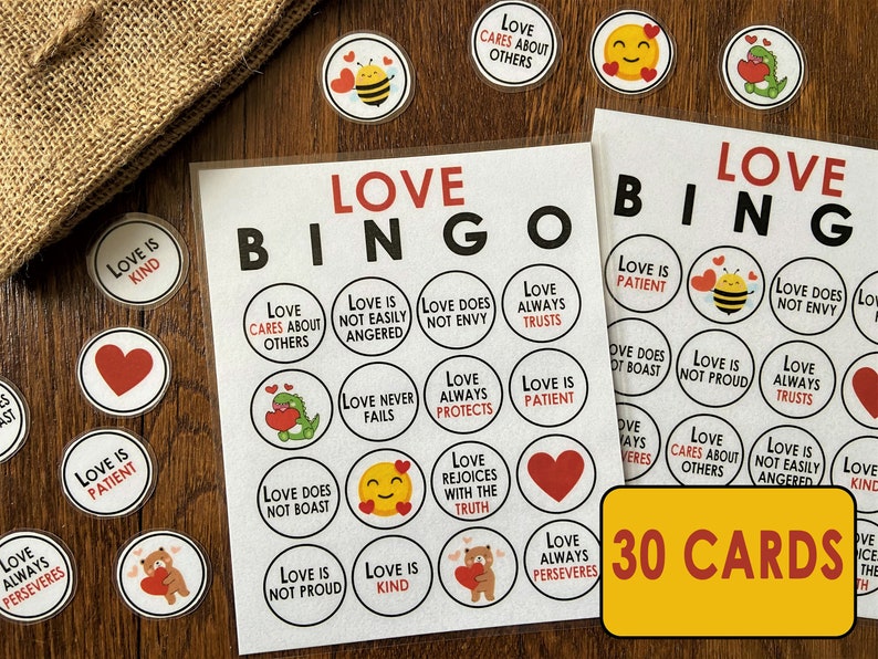 BIBLE Valentine's BINGO Game 1 Corinthians 13 Printable - Etsy