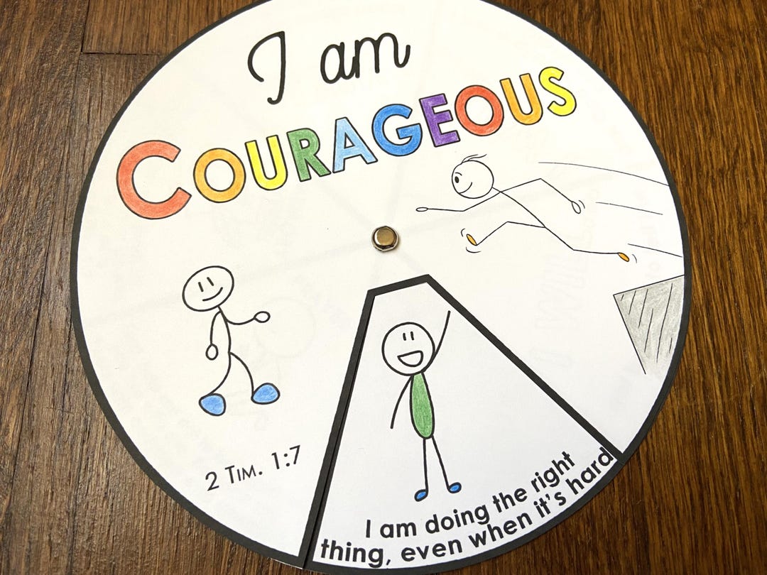 I AM Courageous Character Activity Wheel - Kids Printable - Includes ...
