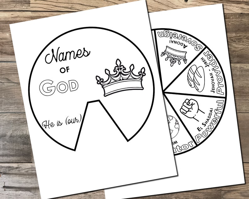 Names of God Coloring Wheel, Hebrew Names, Printable Bible Activity ...