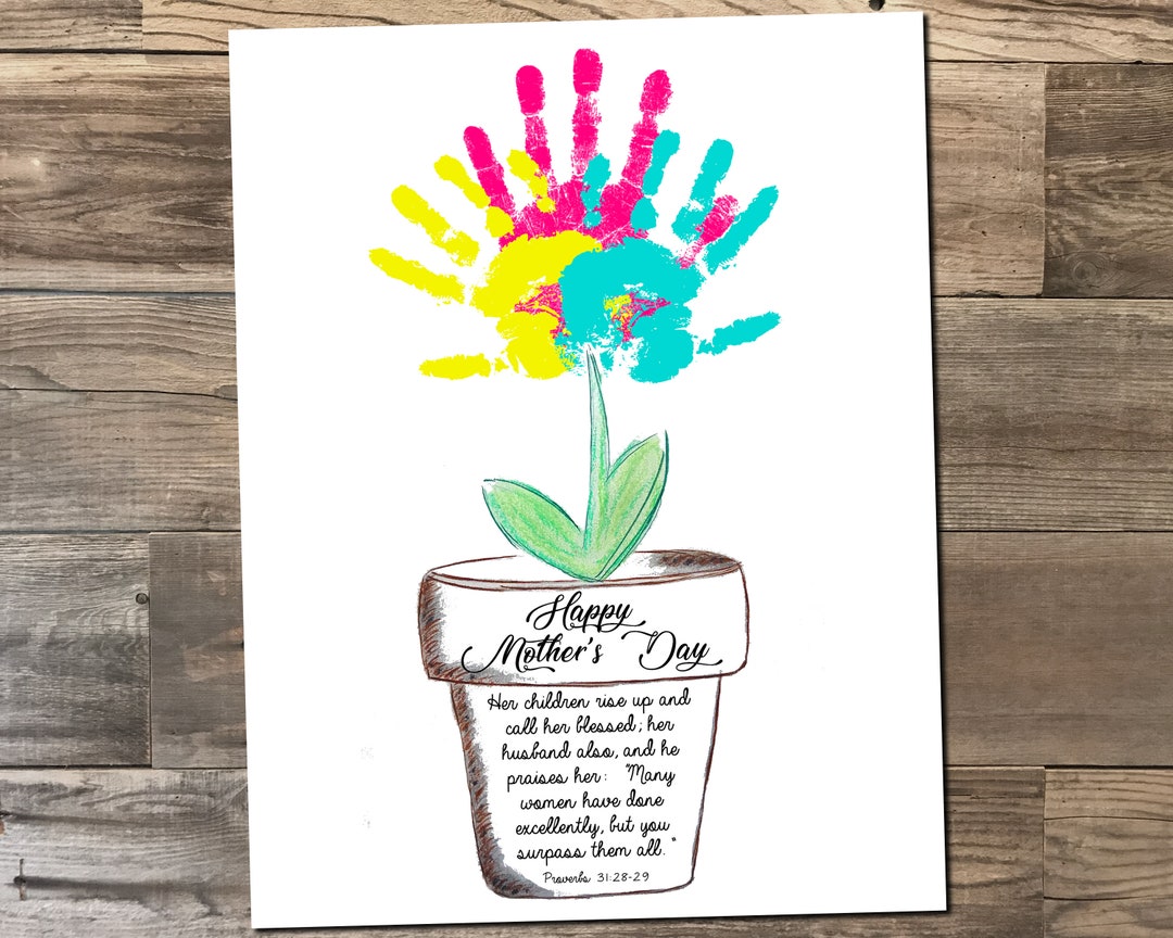 Mother’s Day Scripture Handprint Craft, Flower Pot - Personalize With ...
