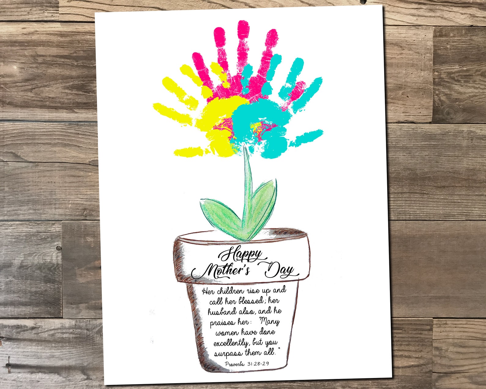 Mothers Day Scripture Handprint Craft Flower Pot - Etsy