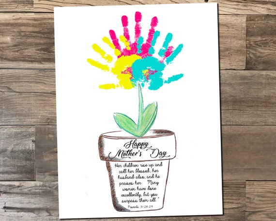 Mothers Day Scripture Handprint Craft Flower Pot - Etsy