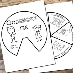 God Knows Me Psalm 139 Coloring Wheel, Printable Bible Activity, Kids ...
