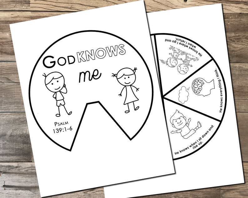 God Knows Me Psalm 139 Coloring Wheel, Printable Bible Activity, Kids ...