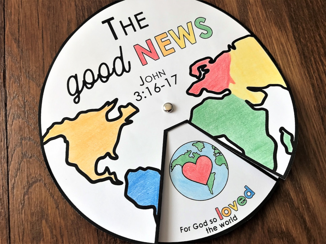 The Good News John 3:16 Coloring Wheel, Printable Bible Activity ...