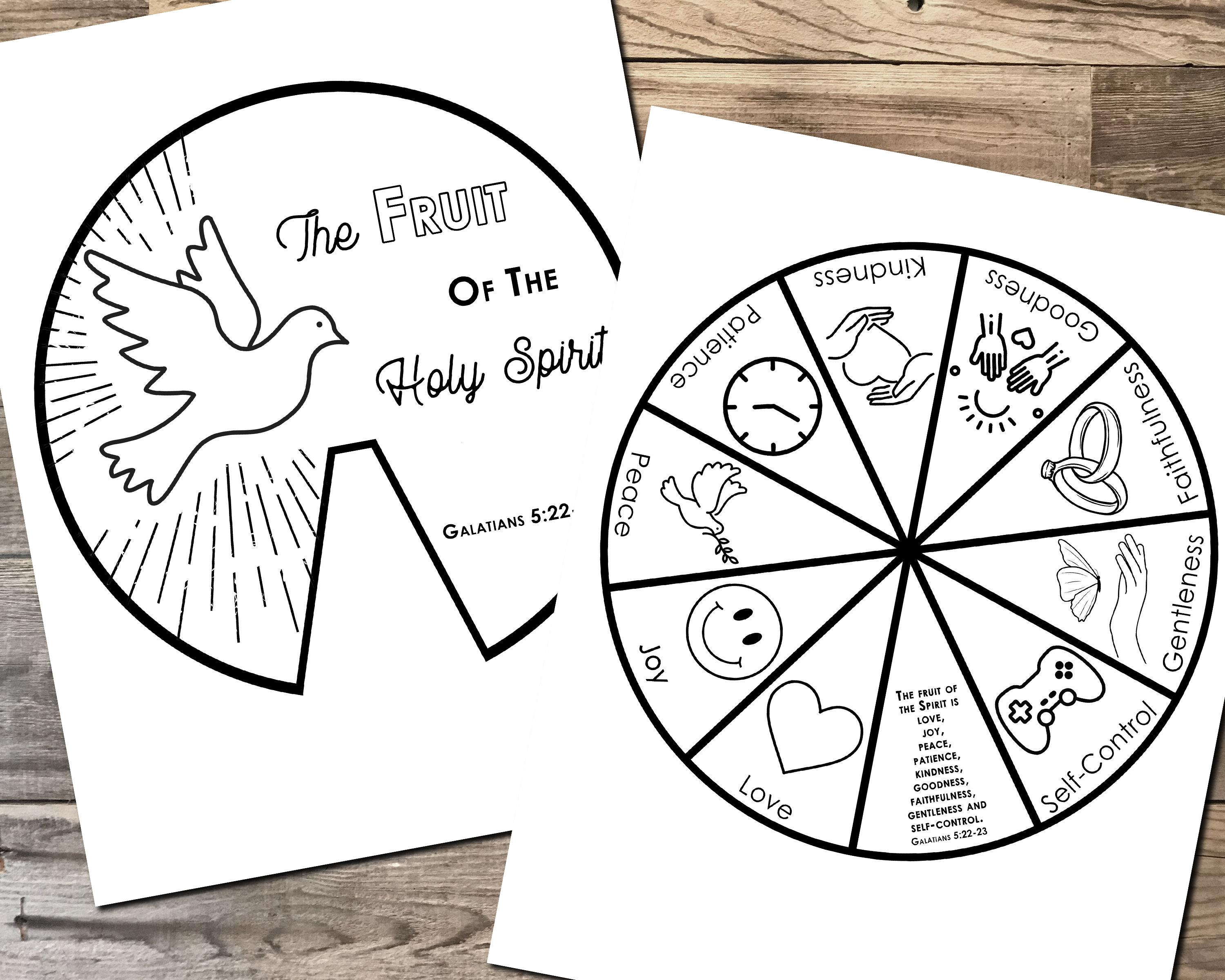Fruit of the Spirit Coloring Wheel Printable Bible Activity - Etsy UK