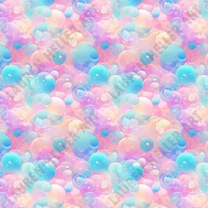 Watercolor Holographic Pastel Bubbles Seamless, Repeating Pattern 2 ...