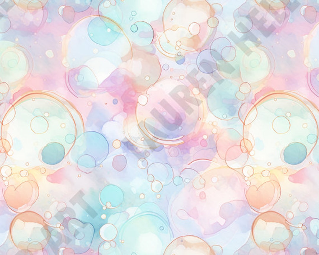 Watercolor Soft Iridescent Baby Bubbles Seamless, Repeating Pattern 2 ...