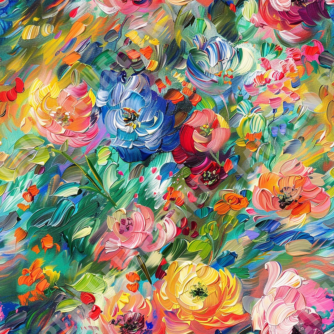 Rainbow Wildflower Garden Seamless Repeating Pattern - Digital Download ...