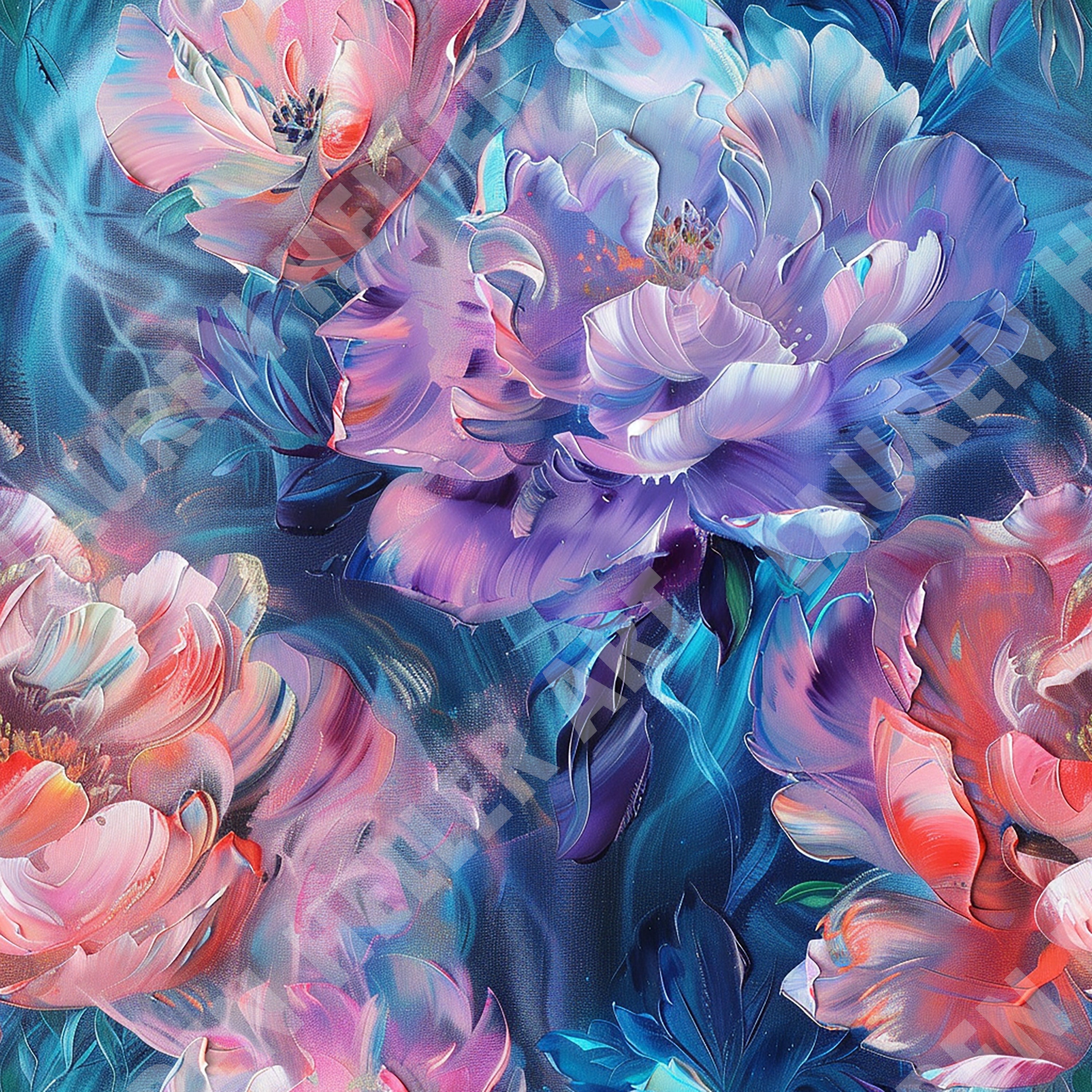 Abstract Purple and Pink Peonies - Seamless, Repeating Pattern ...
