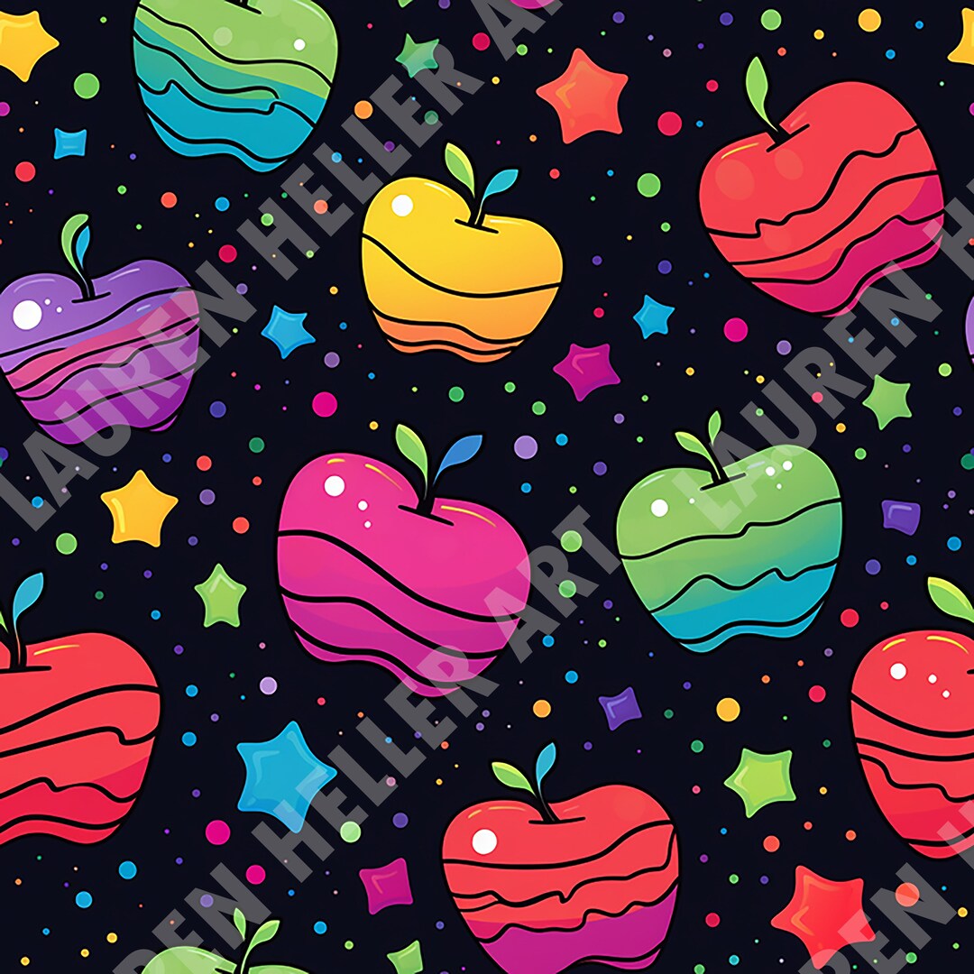Back to School Teacher's Apple With Stars Seamless Pattern Apple ...