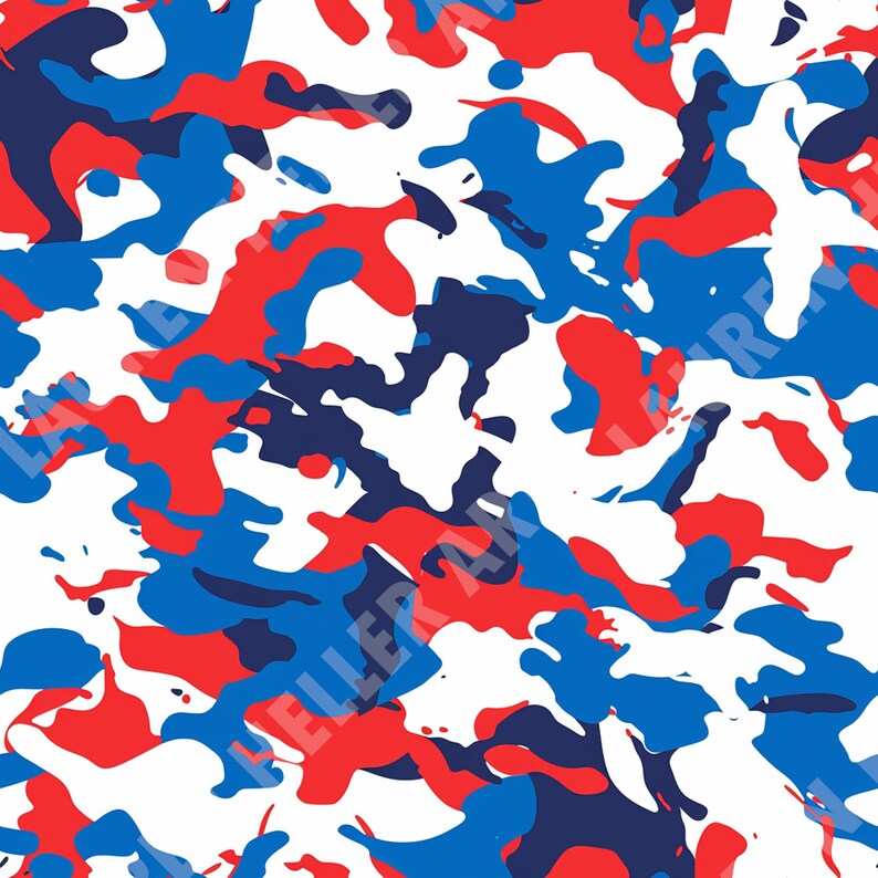 4th of July Red White and Blue Camo Pattern Seamless Repeating Pattern ...
