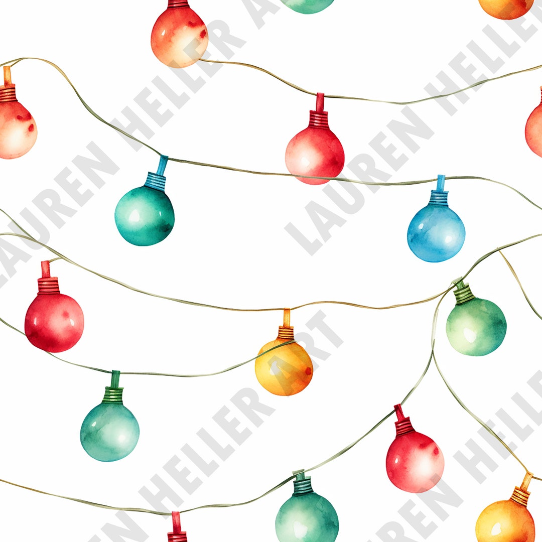 Christmas String Lights Seamless Pattern 4 Files RGB CMYK - Etsy
