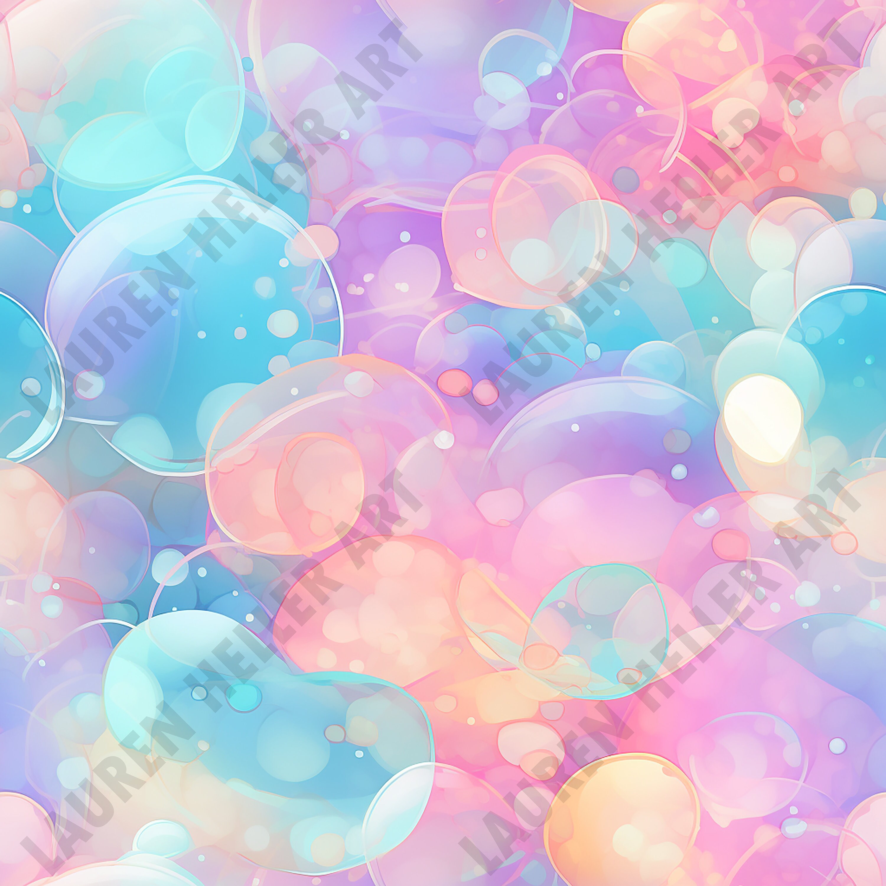 Watercolor Pastel Rainbow Bubbles - Seamless, Repeating Pattern - 2 ...