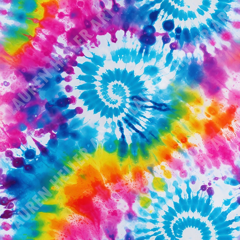 Tie Dye Traditional Spirals - Seamless, Repeating Pattern - 2 Files ...