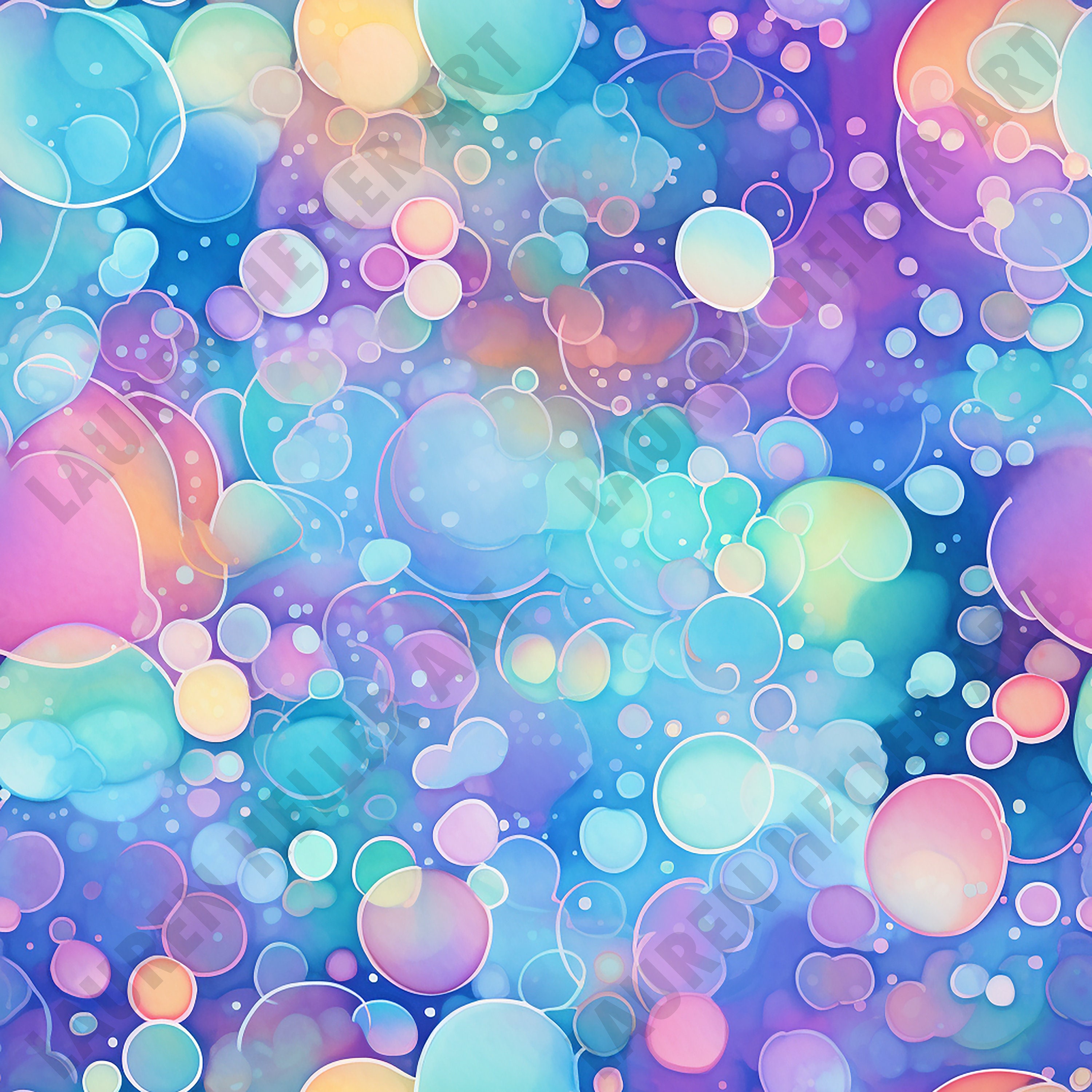 Watercolor Rainbow Bubbles Seamless, Repeating Pattern 2 Files, Tiled ...