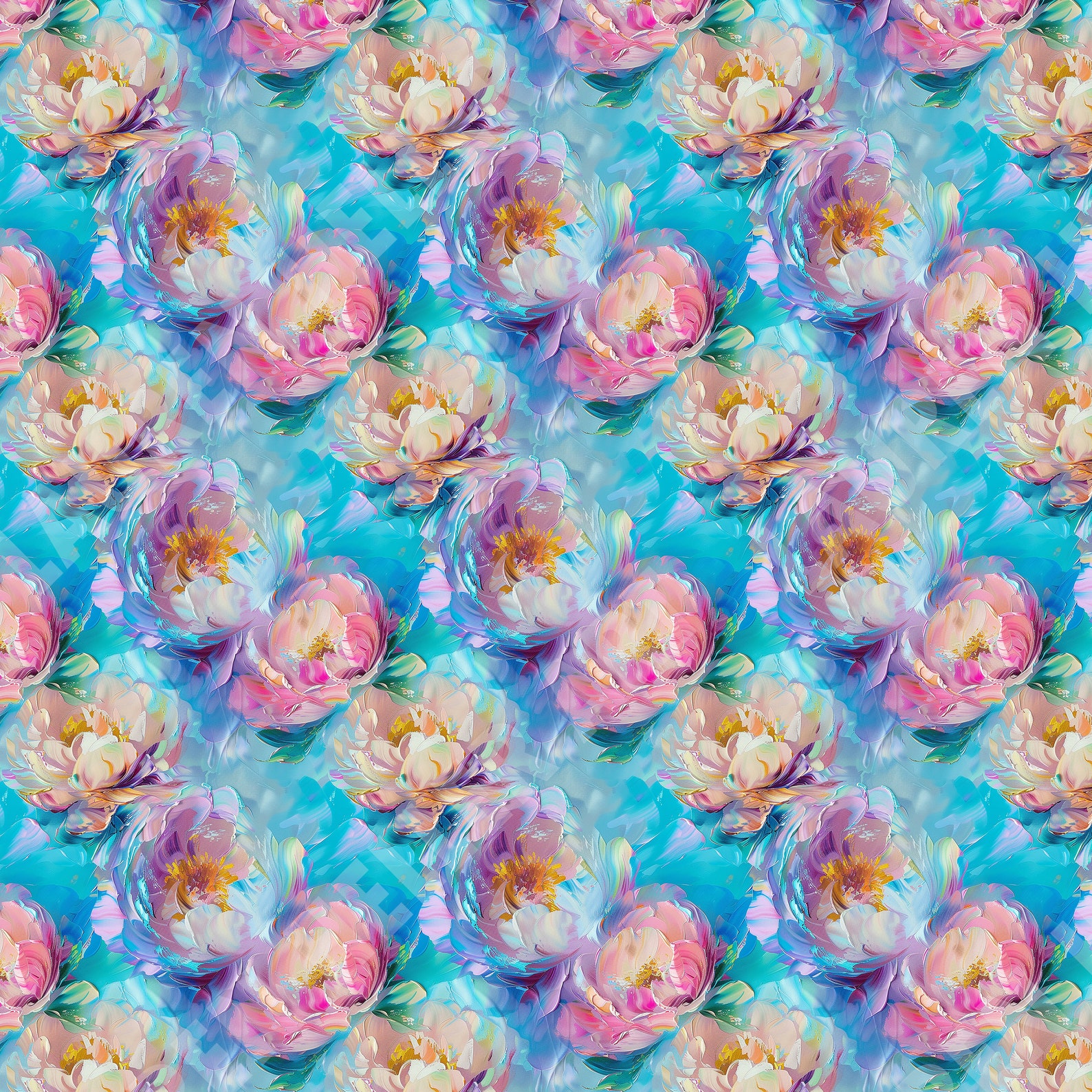 Whimsical Abstract Roses and Peonies - Seamless, Repeating Pattern ...
