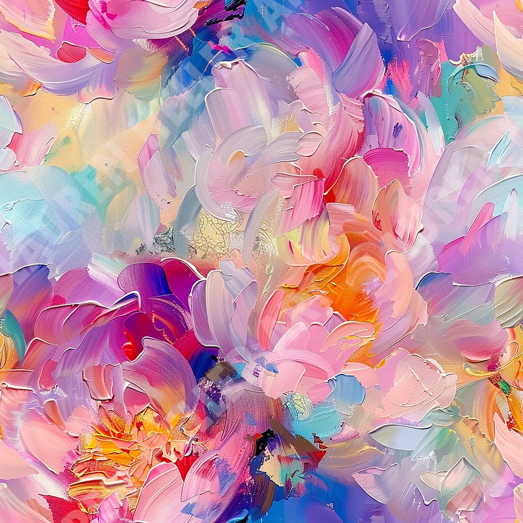 Pink Peonies Impressionist Art – Seamless Floral Pattern (digital ...