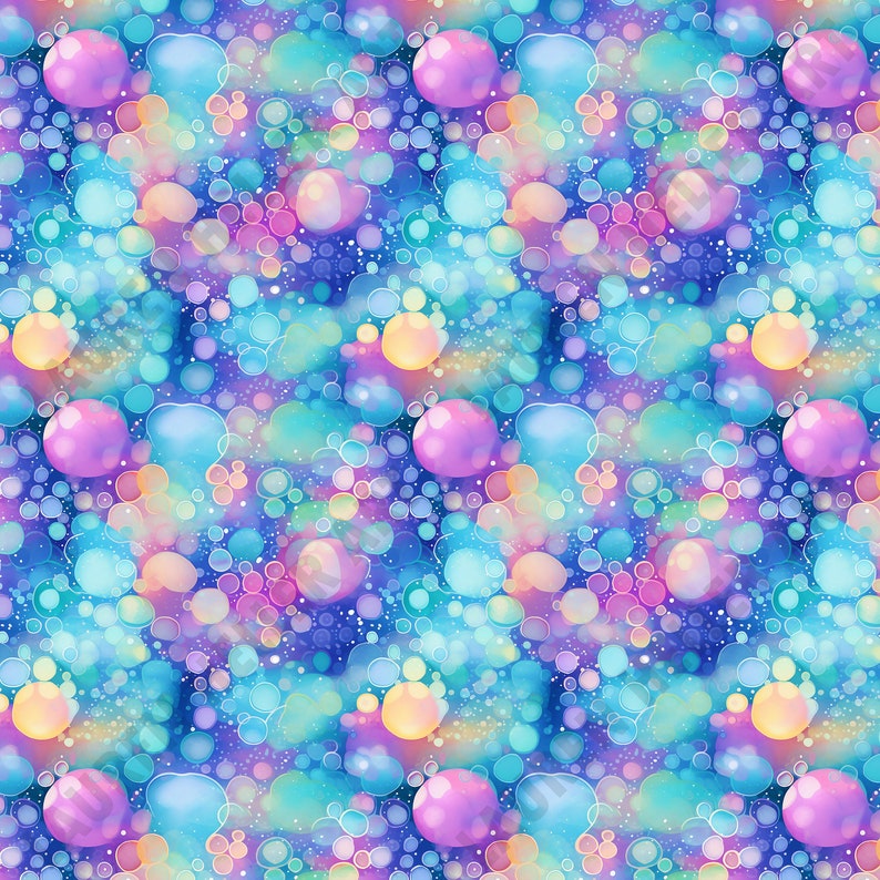 Watercolor Holographic Bubbles - Seamless, Repeating Pattern - 2 Files ...