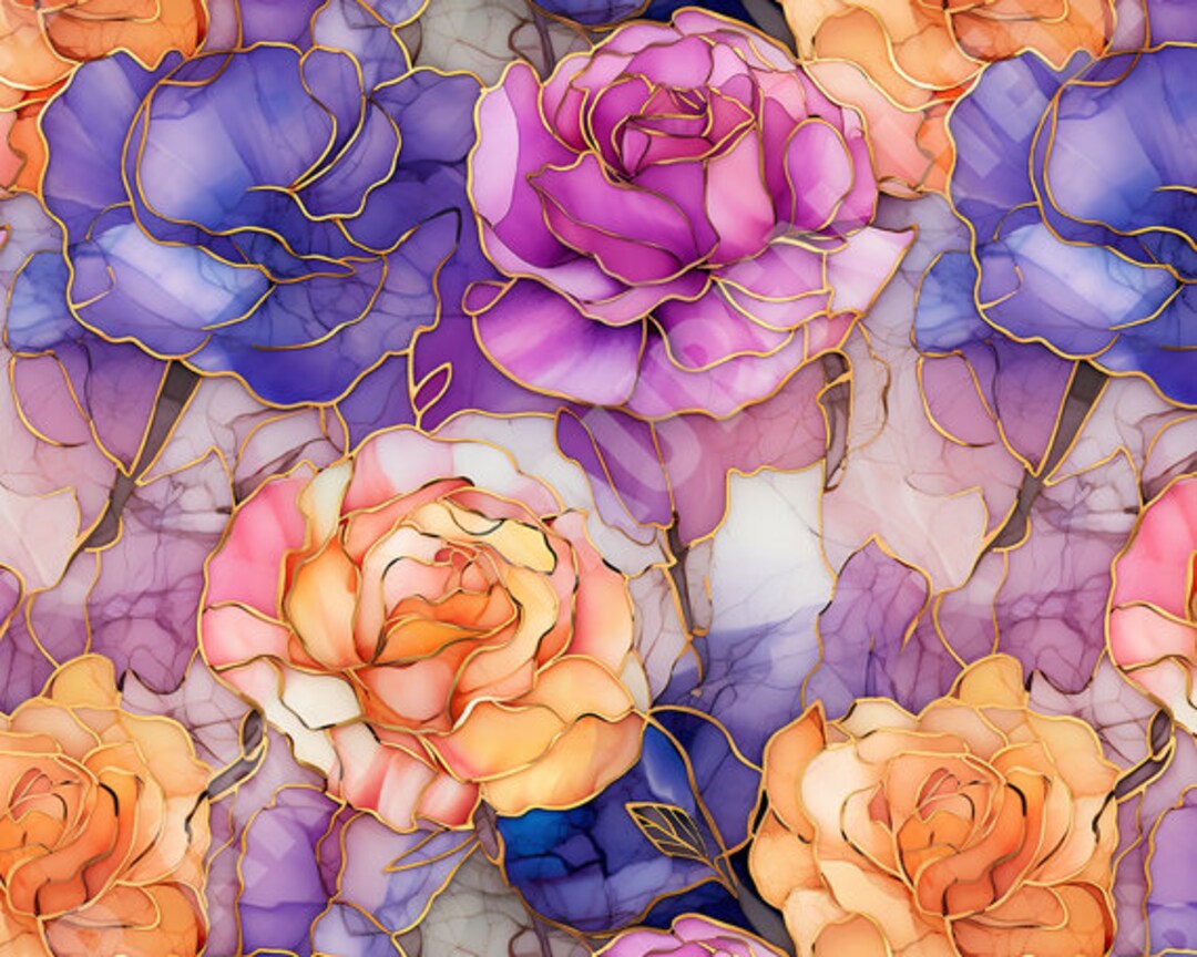 Alcohol Ink Rose Fabric Seamless Pattern Repeatable Digital Paper ...