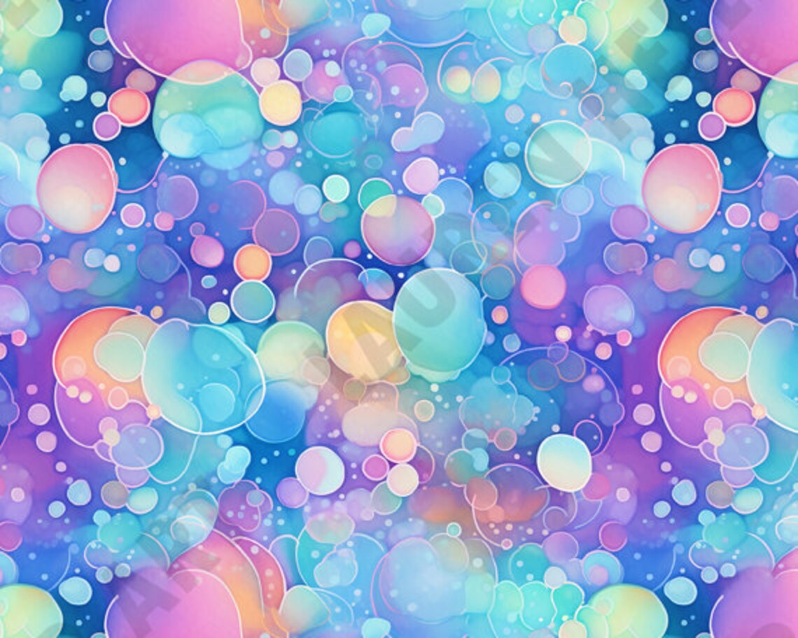 Watercolor Rainbow Bubbles Seamless, Repeating Pattern 2 Files, Tiled ...